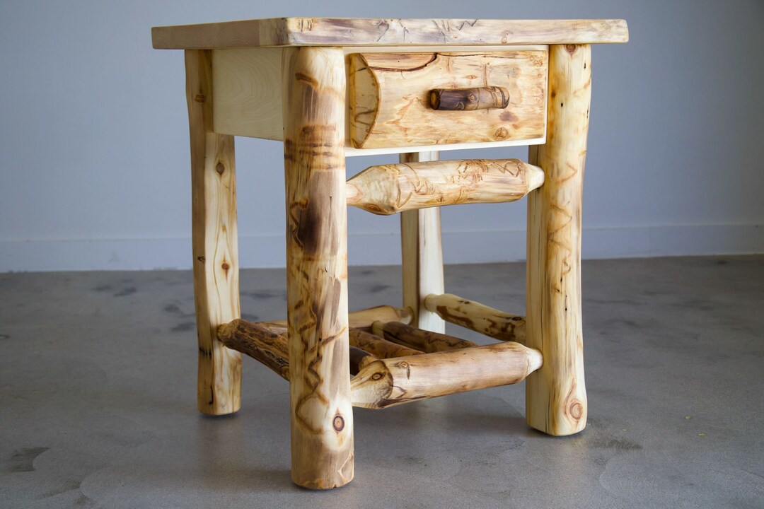 Aspen Log 1 Drawer Nightstand Log Bedroom Furniture Log Nightstand ...