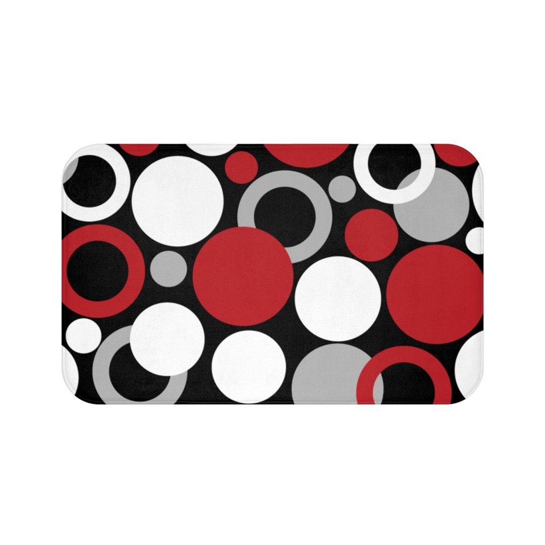 Red Black & Gray Geometric Bathroom Floor Mat, Kitchen Floor Mat ...