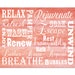 Coral Bathroom Word Cloud Art, Relax Refresh Renew Soak Unwind Breathe ...