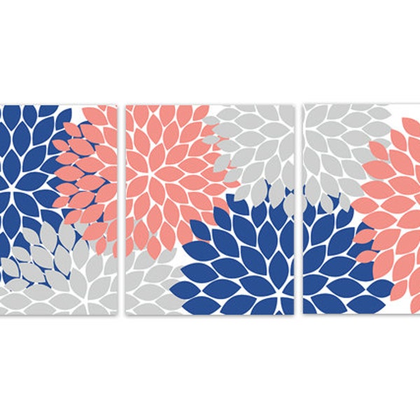 Coral Navy Wall Art - Etsy