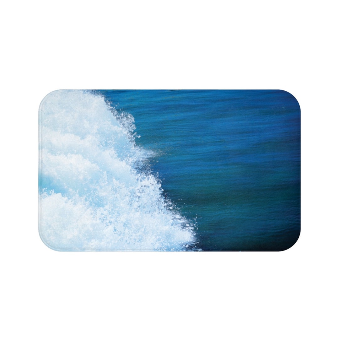 Blue Ocean Memory Foam Bathroom Mat, Blue Bathroom Mat, Kitchen Floor ...