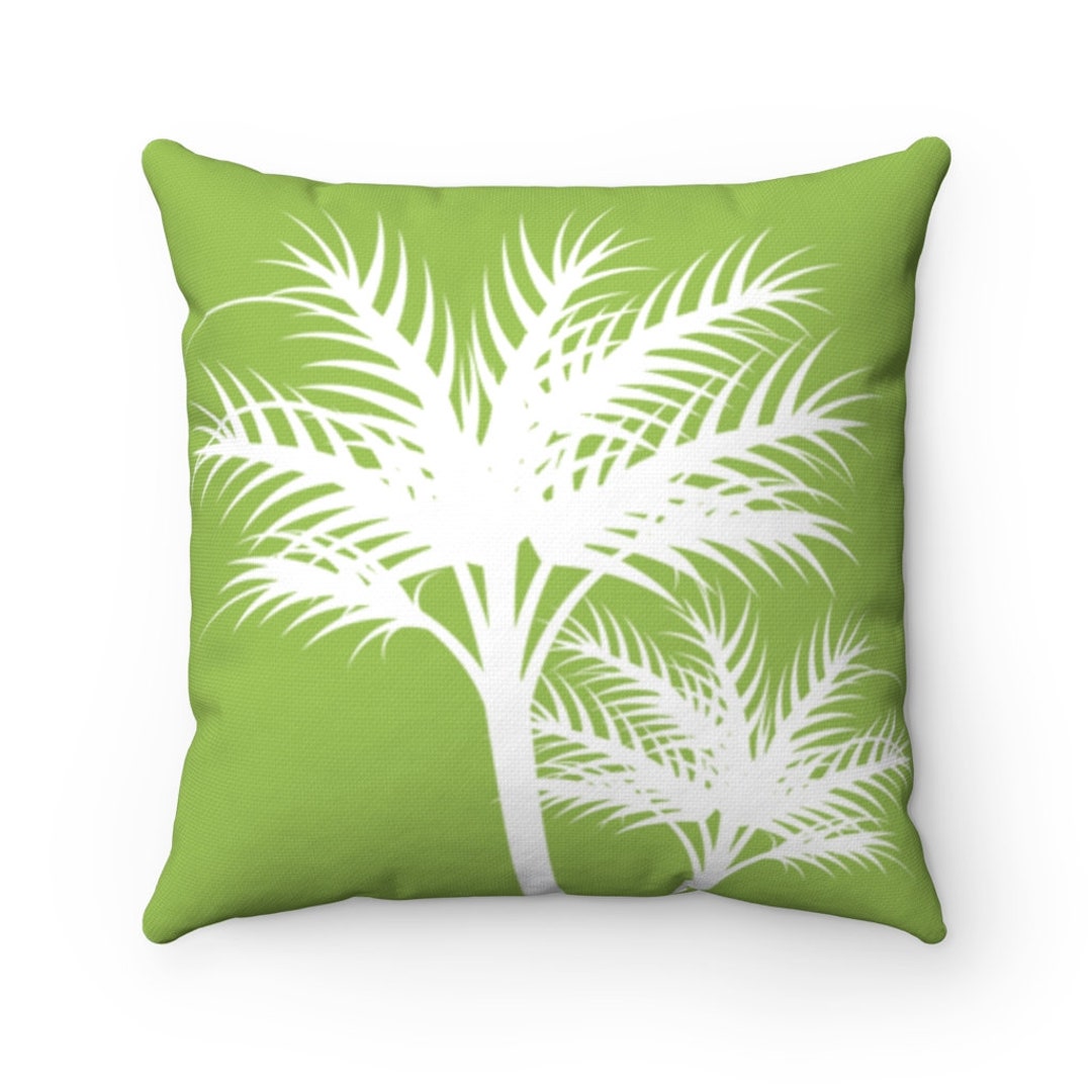 Palm Tree Decorative Pillow Cover, Green Tropical Decor, Green Throw ...