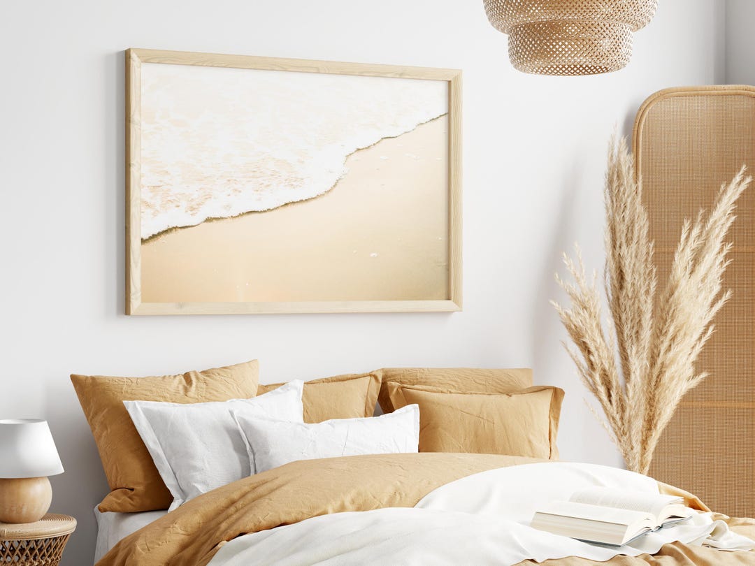 Minimalist Beach Photography Print, Neutral Ocean Wave Wall Art ...