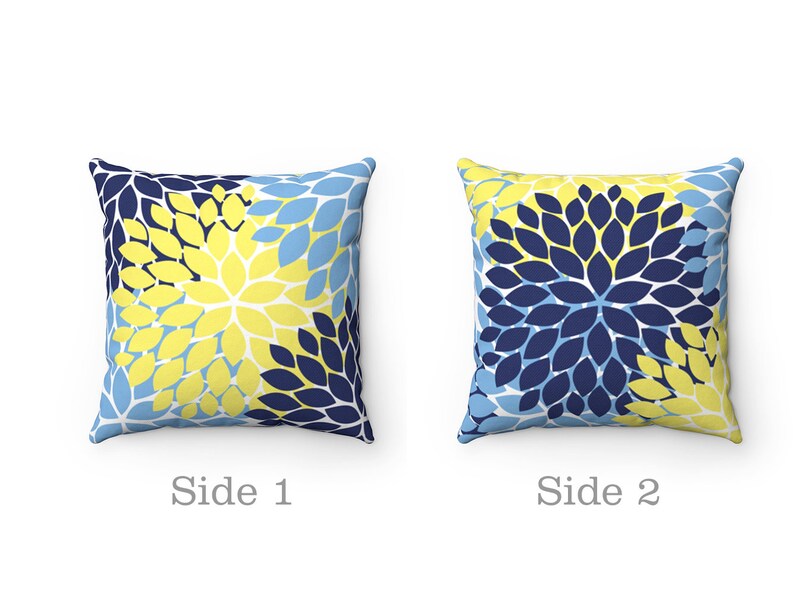 Blue and Yellow Flower Burst Pillow Throw Pillow Accent - Etsy