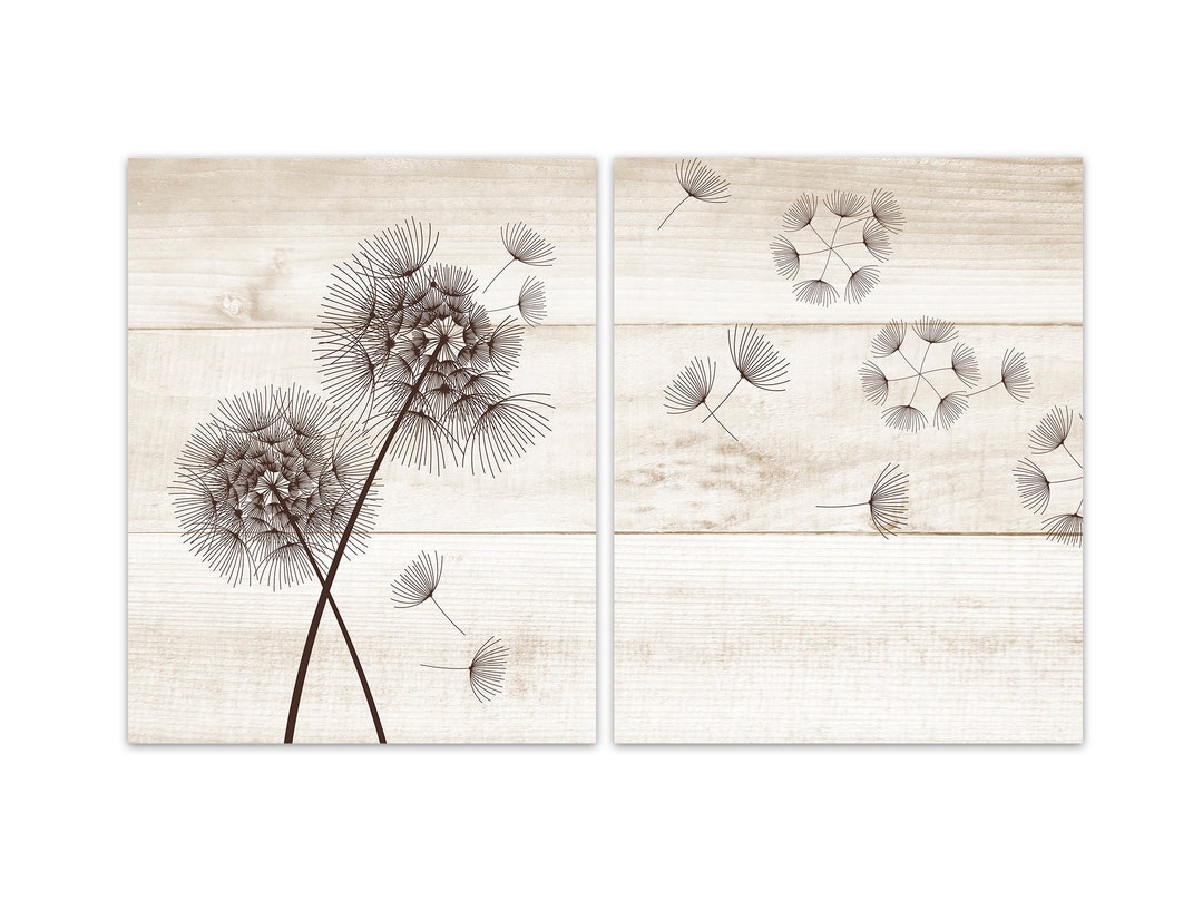Farmhouse Decor, Blowing Dandelion Pictures, Dandelion Bathroom Wall ...