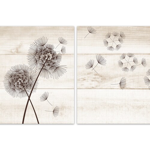 Blowing Dandelion Art Dandelion Bathroom Wall Decor Brown | Etsy
