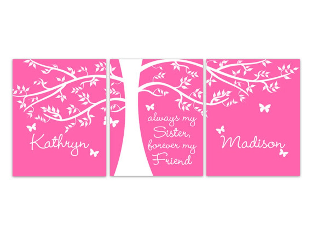 Sisters Wall Art, Twin Sister Quote CANVAS, Personalized Kids Wall Art ...
