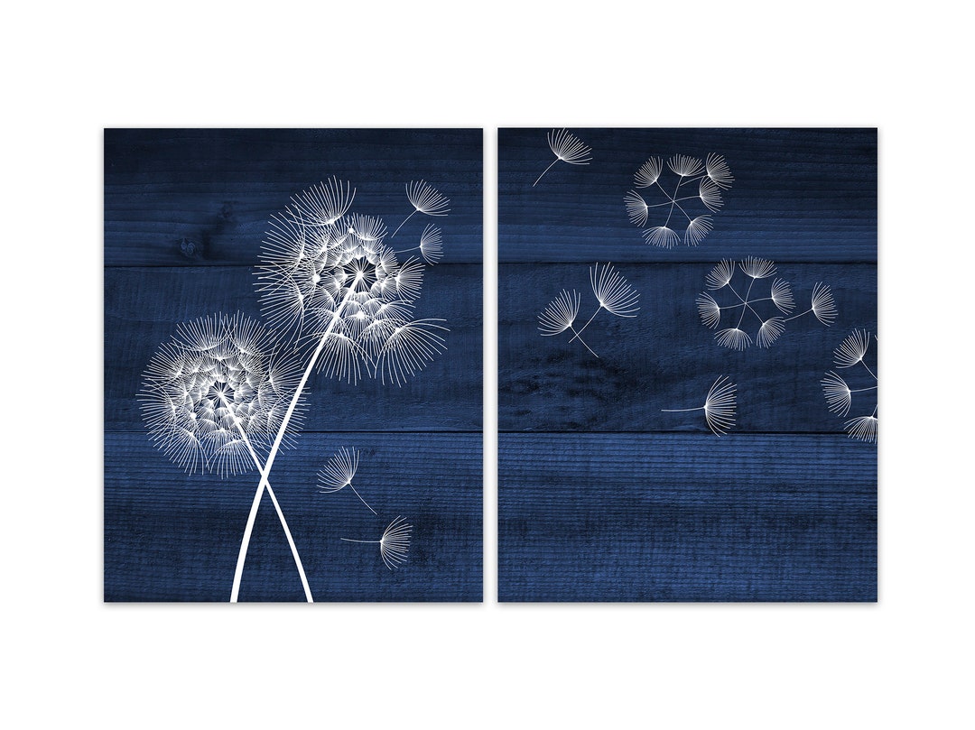 Blowing Dandelion Pictures, Dandelion Bathroom Wall Decor, Blue ...