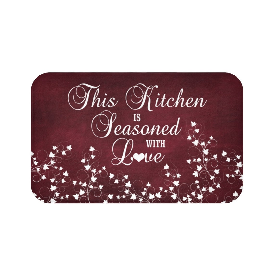 Burgundy Ivy Kitchen Floor Mat This Kitchen is Seasoned With - Etsy