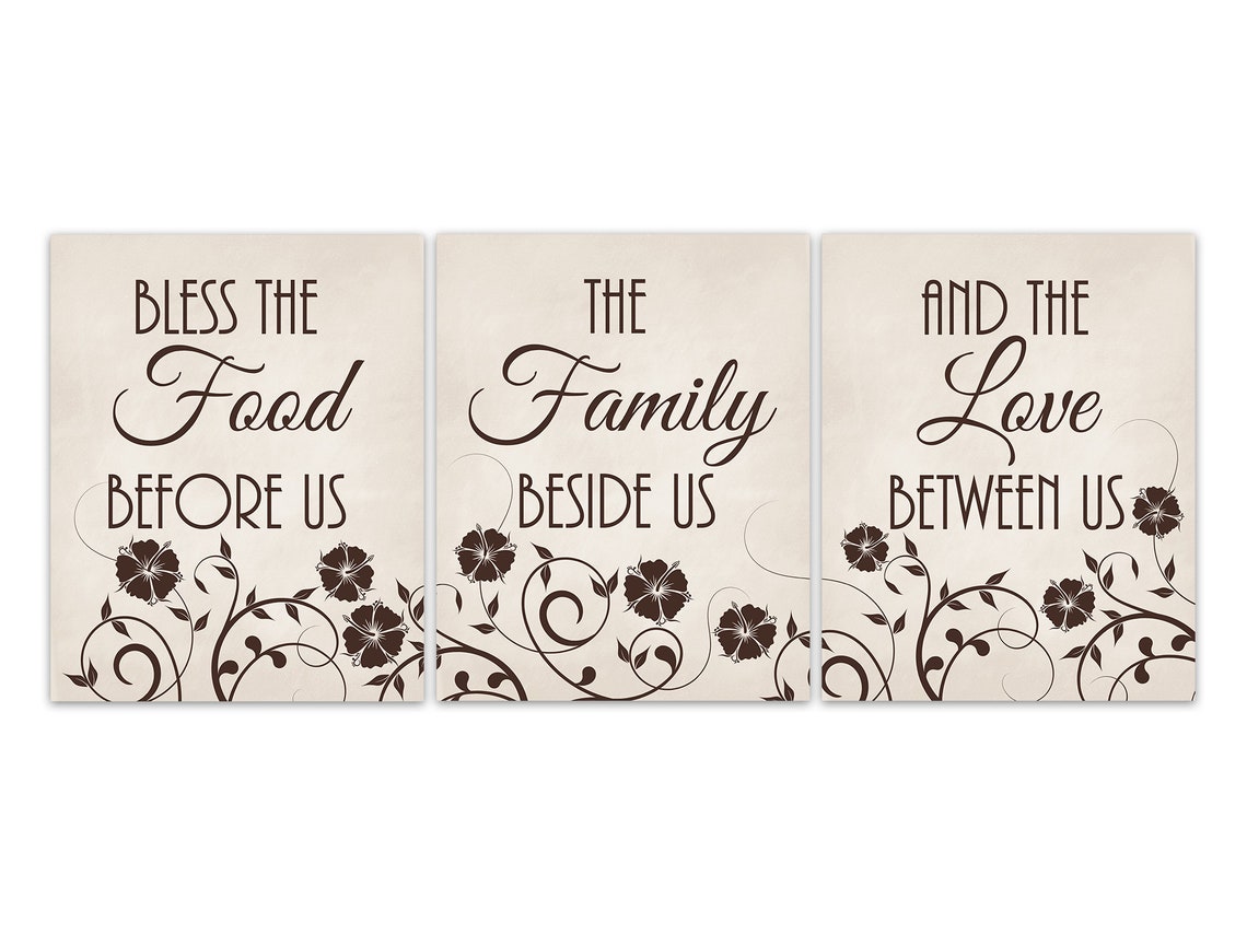 Bless the Food Before Us Kitchen Quote Art Brown Kitchen | Etsy