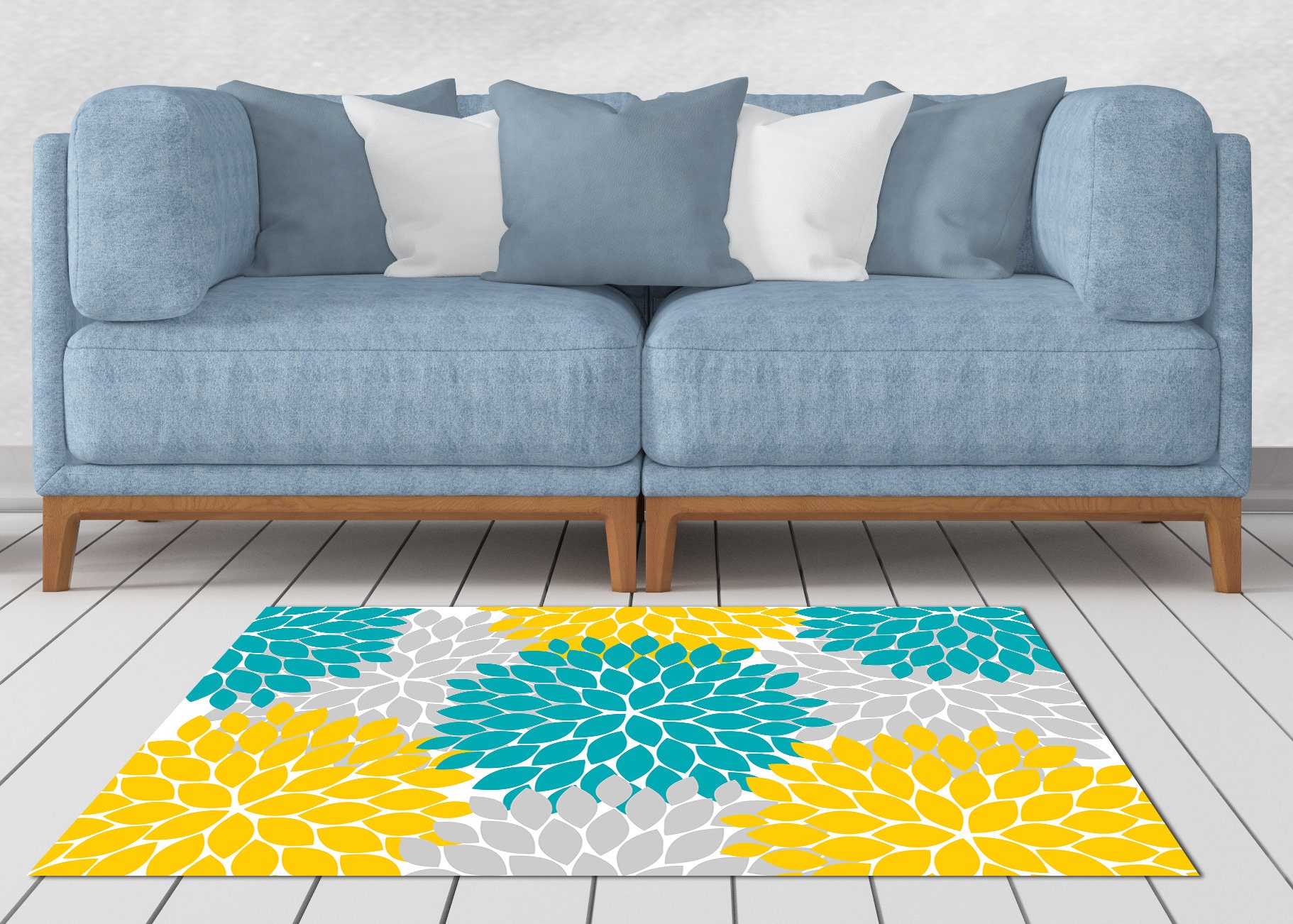 Grey And Teal Rug