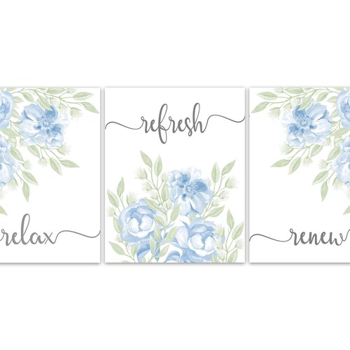 Printable Bathroom Wall Art Relax Renew Refresh Bathroom - Etsy