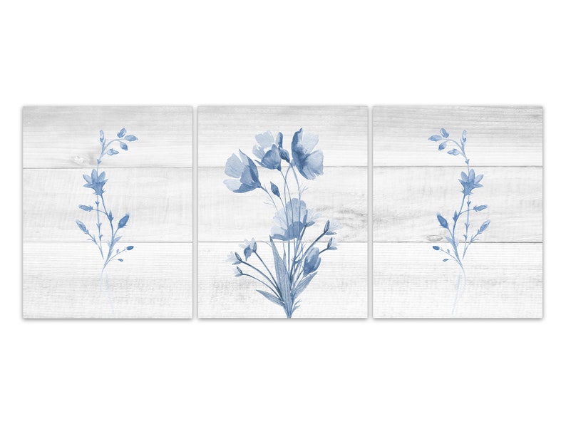 Estampados de flores azules decoración azul suave estampados - Etsy España