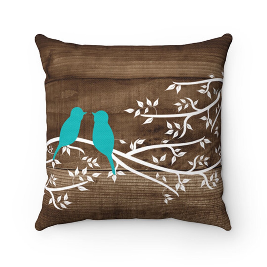 Rustic Pillow Cover, Love Birds Personalized Throw Pillow Cover ...