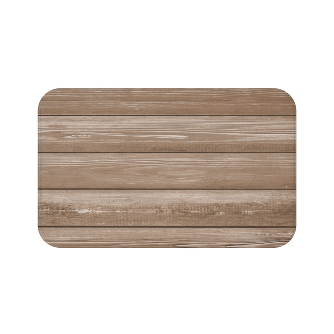Brown Wood Floor Mat, Farmhouse Bathroom Mat, Farmhouse Kitchen Floor ...