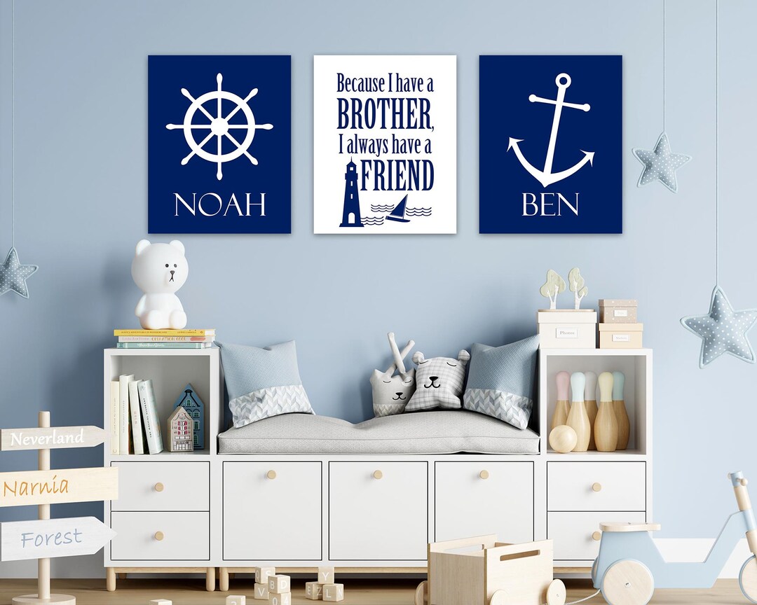 Personalized Brother Wall Art Canvas, Brothers Friends Quote Kids Name ...