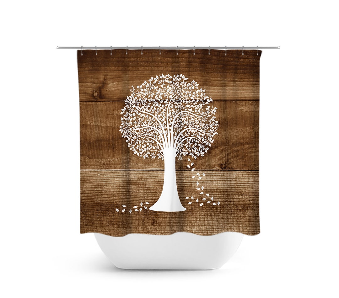 Tree Shower Curtain, Rustic Bathroom Decor, Rustic Bath Curtain ...