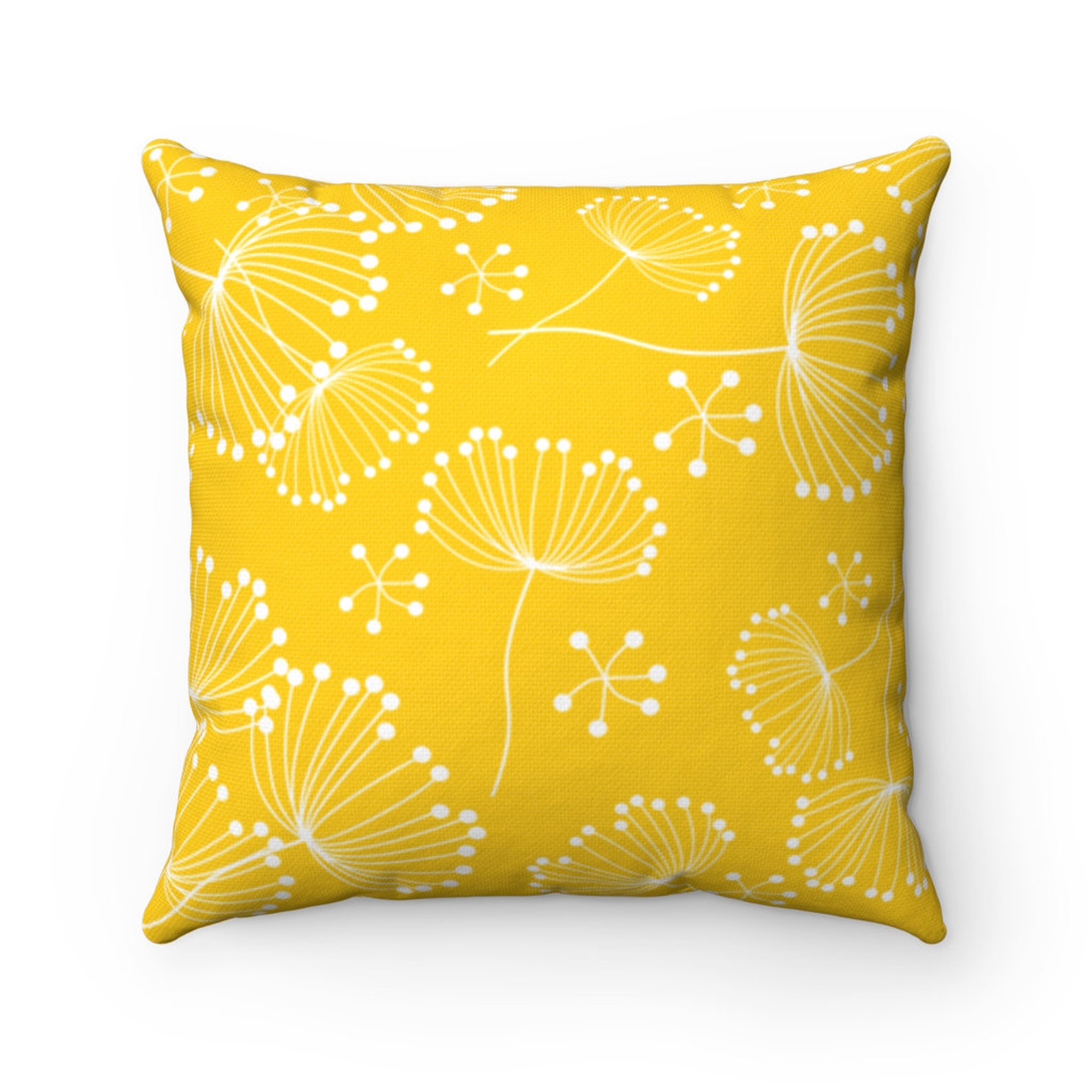 Yellow Pillow Cover, Dandelion Throw Pillow Cover, Accent Pillow ...