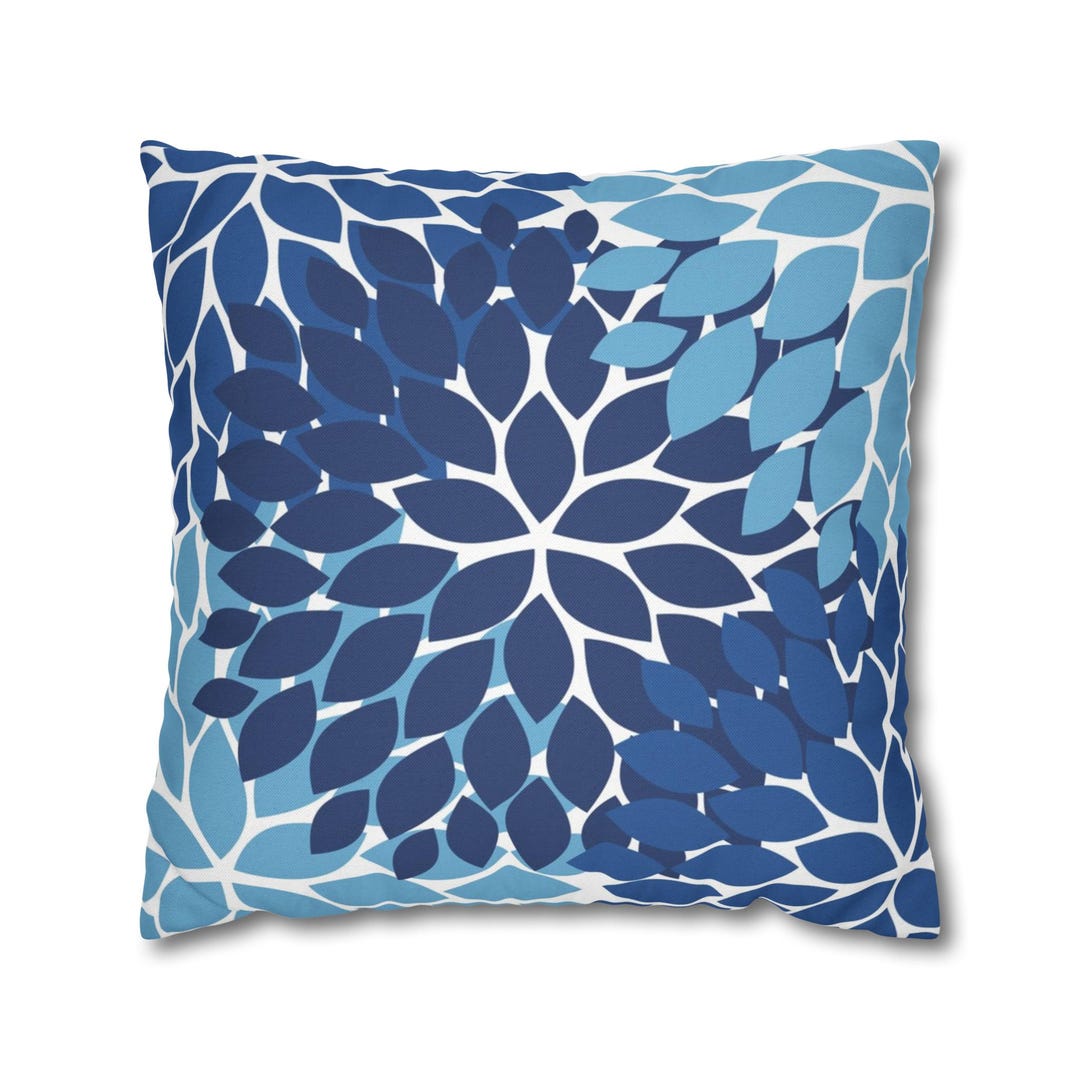 Blue Floral Outdoor Pillow, Accent Pillows for Garden Porch Patio ...