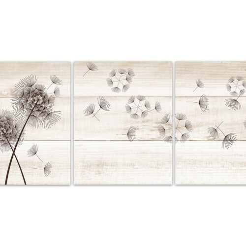 Blowing Dandelion Art Dandelion Bathroom Wall Decor Brown - Etsy