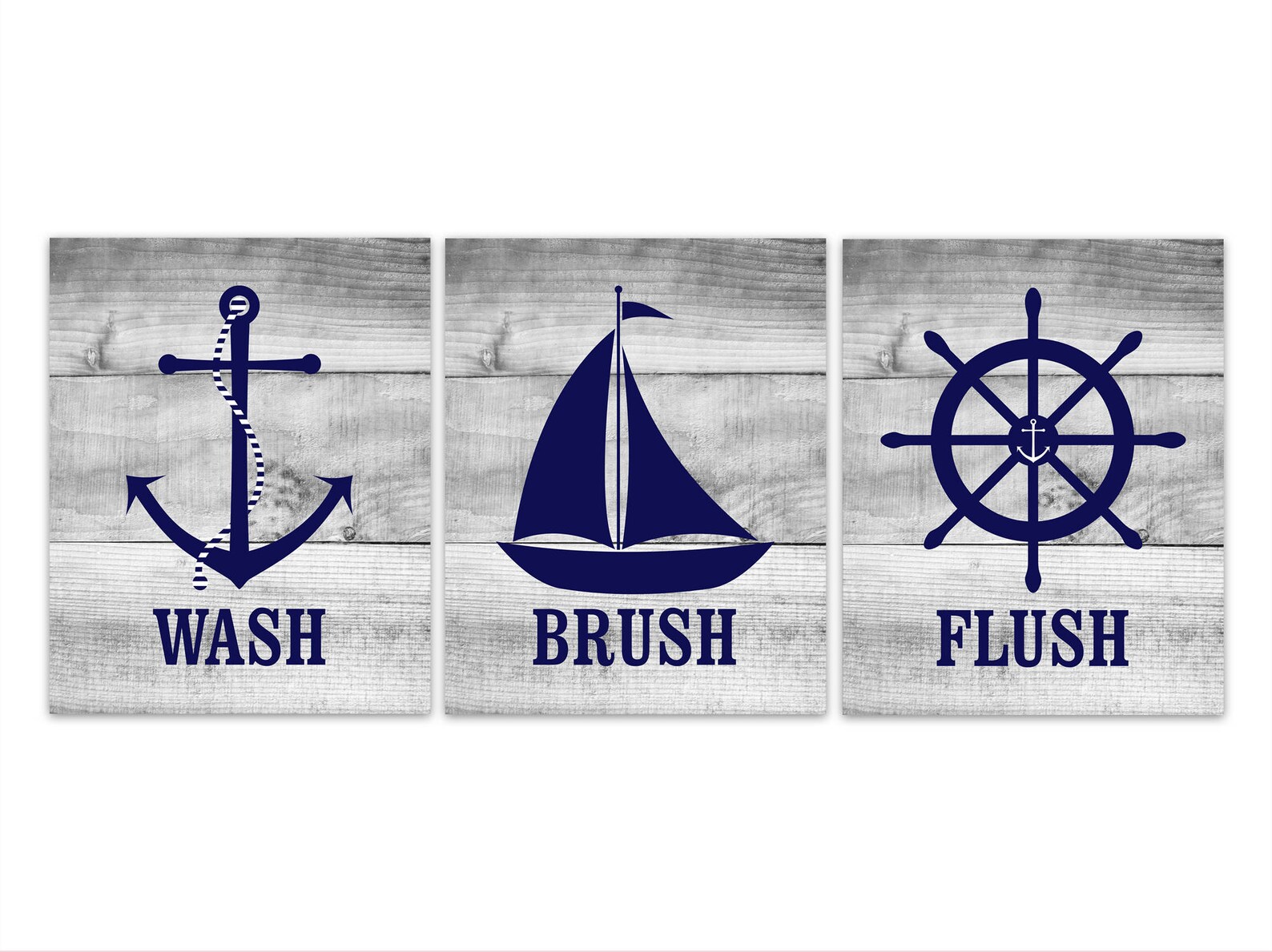 Nautical Bathroom Rules Wall Art Wash Brush Flush CANVAS or - Etsy