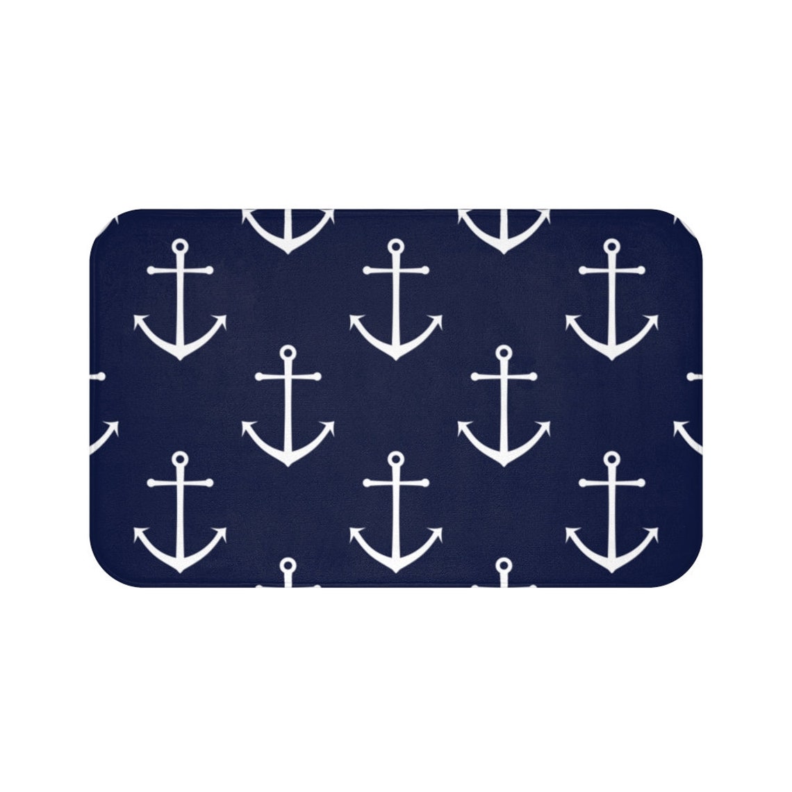 Blue Nautical Bath Mat Anchor Floor Mat Nautical Kitchen - Etsy