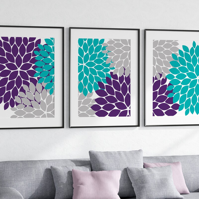 Purple Aqua Wall Art - Etsy