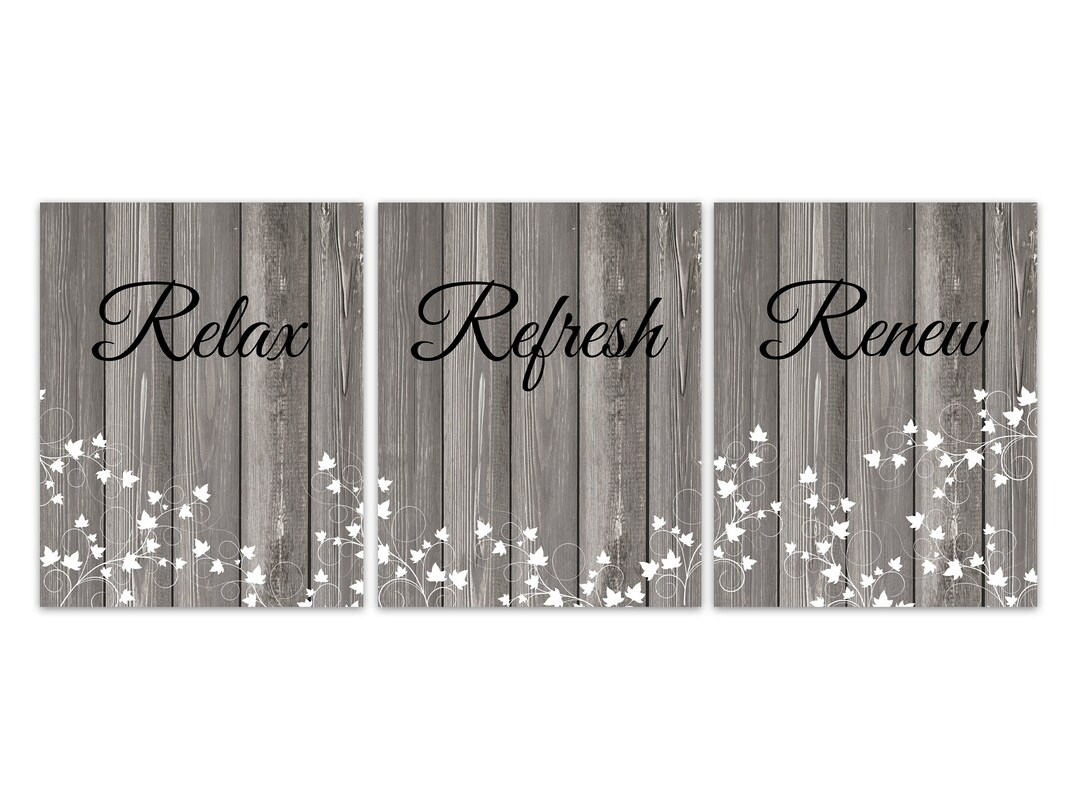 Relax Refresh Renew Bathroom Quote Art Prints, CANVAS, Farmhouse ...