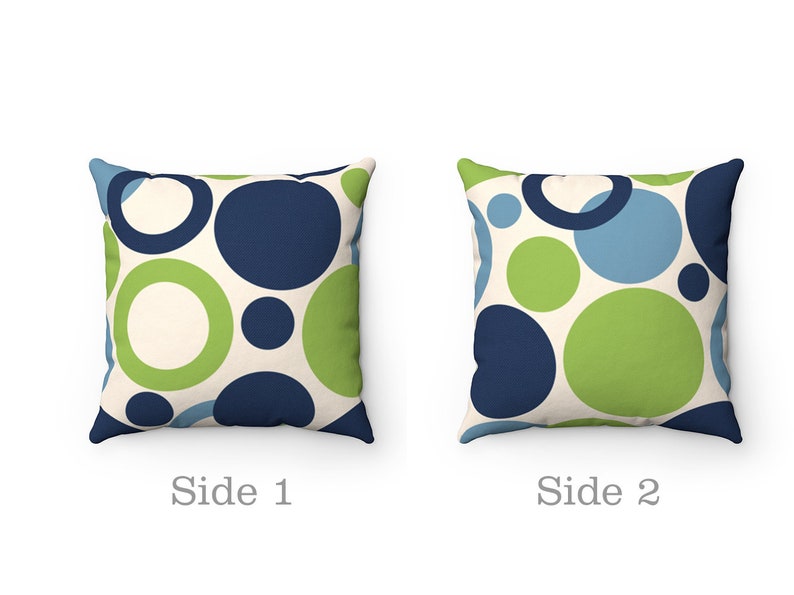 Geometric Pillow, Green Blue Tan Throw Pillow Cover, Geometric Circle ...