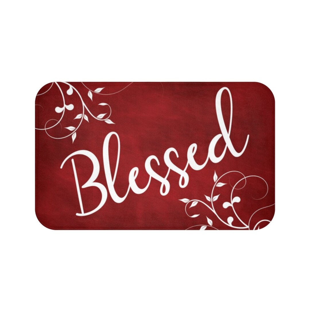 Blessed Kitchen Floor Mat, Red Kitchen Mat for Christmas Home Decor ...