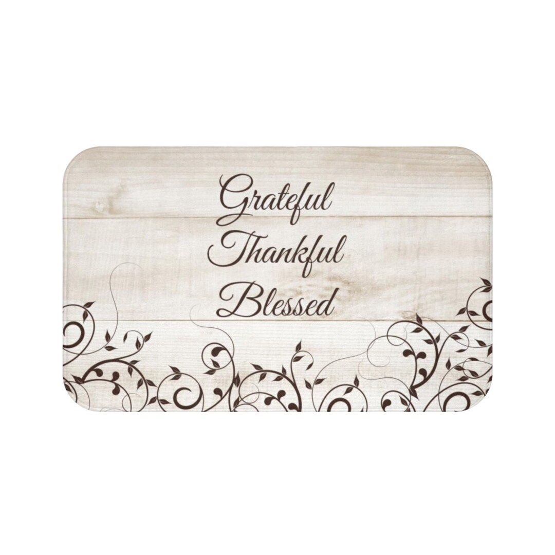 Grateful Thankful Blessed Kitchen Mat, Memory Foam Farmhouse Decor ...