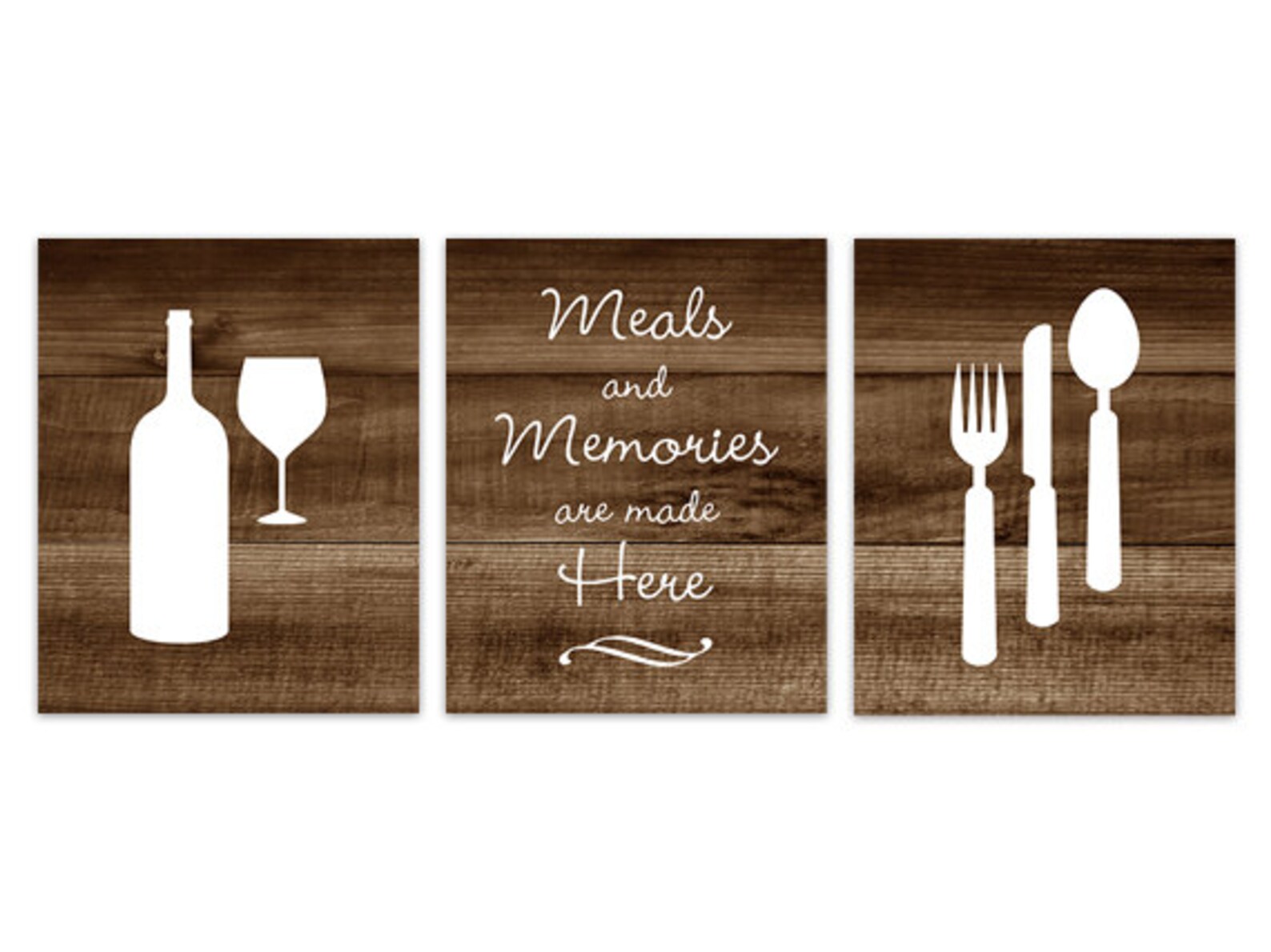 Rustic Kitchen CANVAS or PRINTS, Fork and Spoon Wall Decor, Wine Glass ...