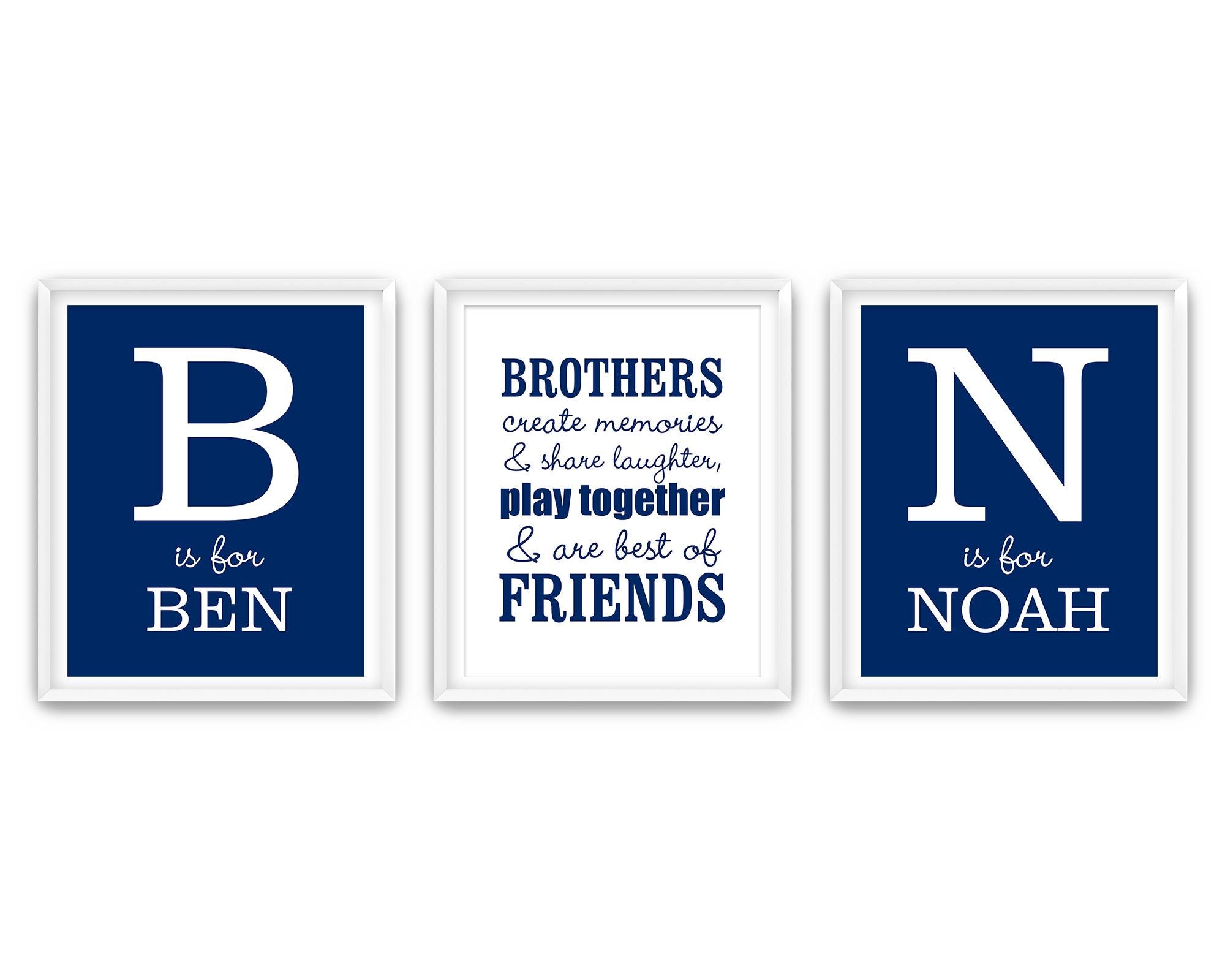 Brothers Wall Art, Brothers Quote CANVAS Wall Prints, Kids Name Art ...
