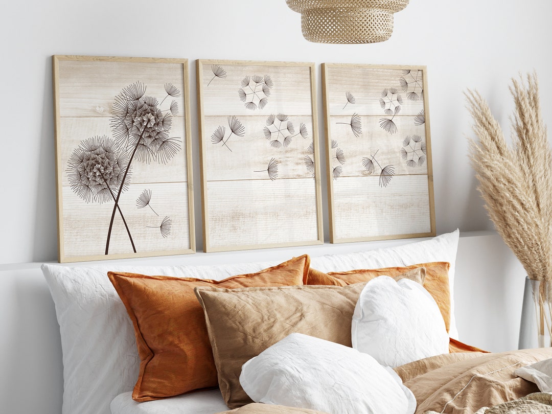 Farmhouse Decor, Blowing Dandelion Pictures, Dandelion Bathroom Wall ...