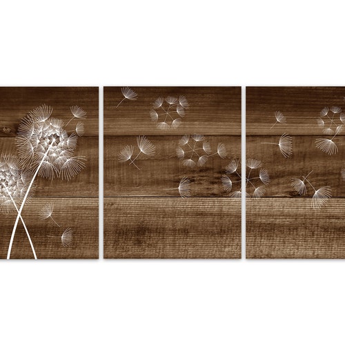 Blowing Dandelion Art Dandelion Bathroom Wall Decor Brown | Etsy