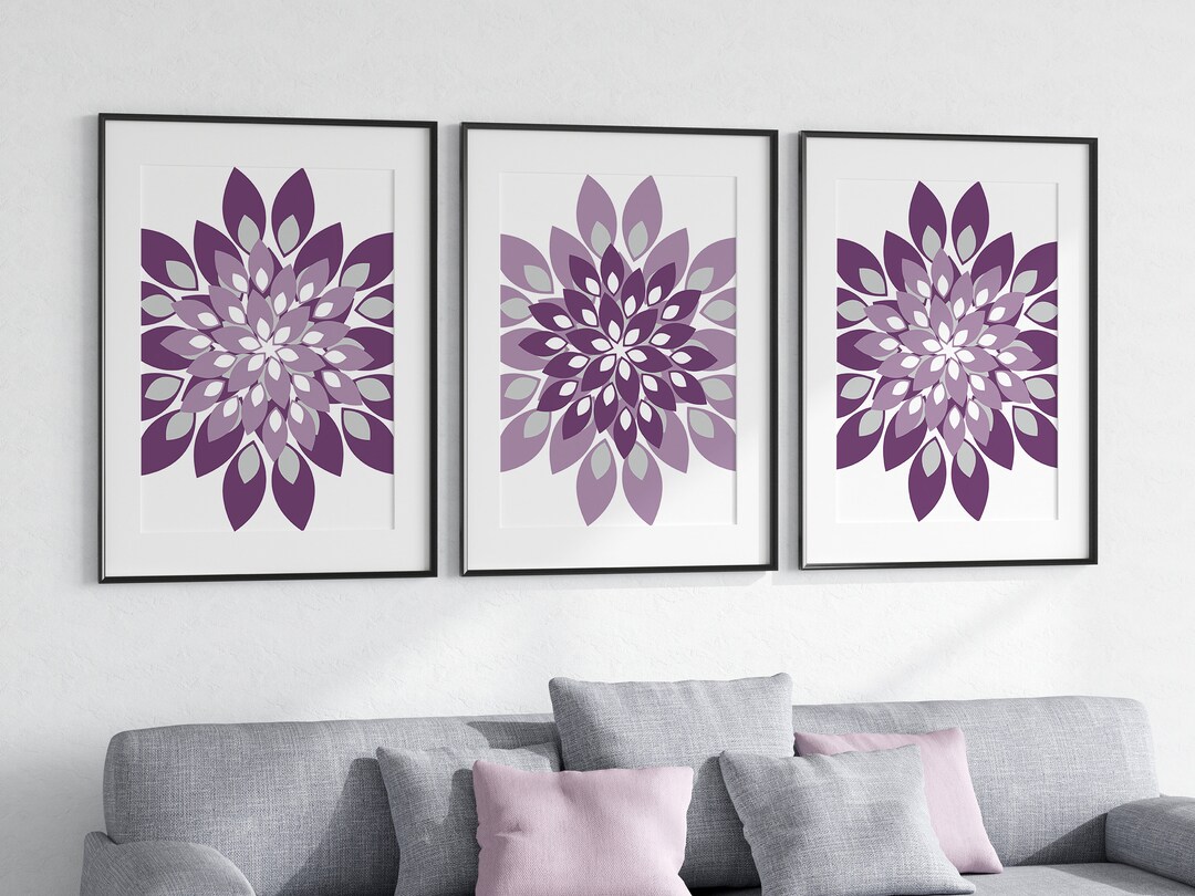 Purple Wall Art Prints or Canvas, Framed Posters for Purple Bedroom ...