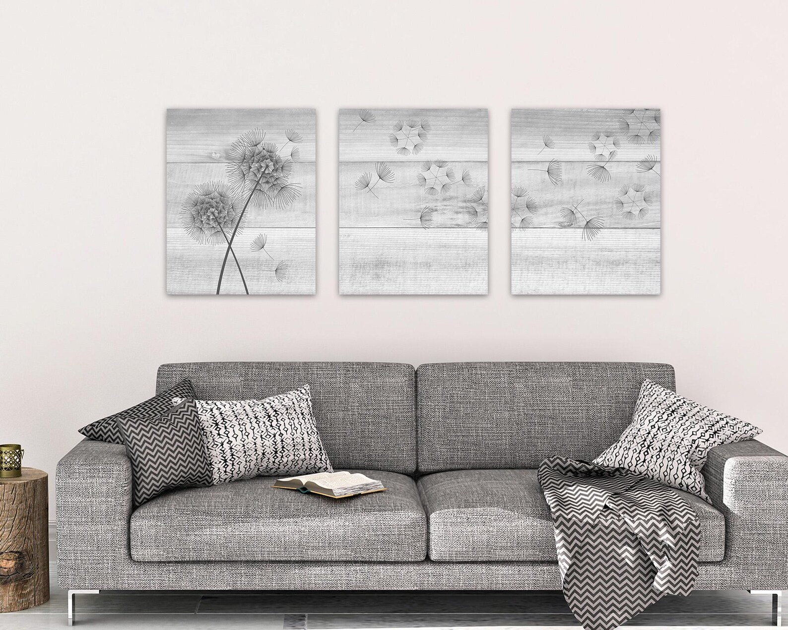 Blowing Dandelion Bathroom Wall Decor, Gray Farmhouse Home Decor CANVAS ...