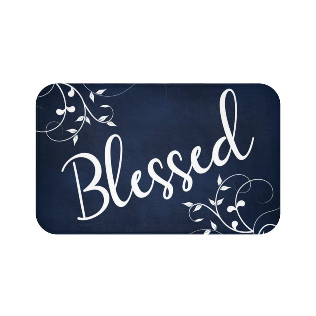 Blessed Kitchen Floor Mat, Blue Washable Mat for Kitchen Decor, Memory ...