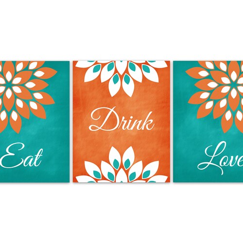 Kitchen Wall Art Eat Drink Love Prints or Canvas Kitchen - Etsy
