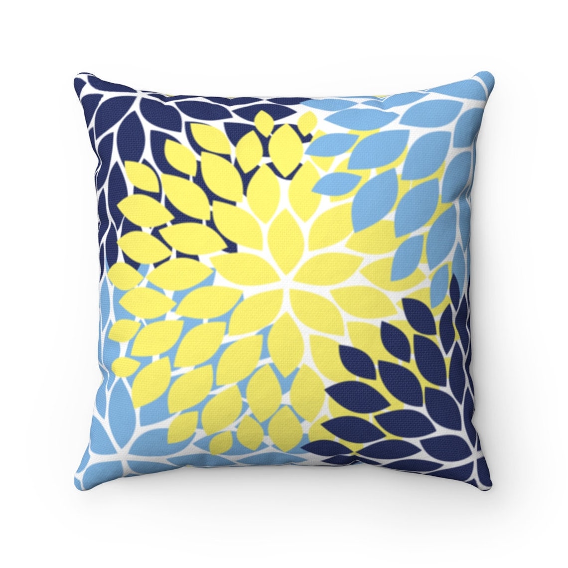 Blue and Yellow Flower Burst Pillow Throw Pillow Accent - Etsy