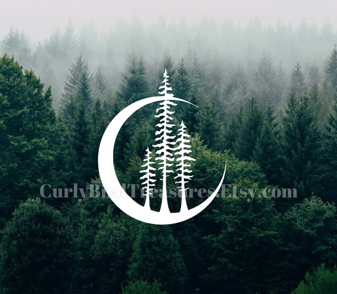 Crescent Moon Forest Vinyl Decals / Car, Laptop Stickers - Etsy