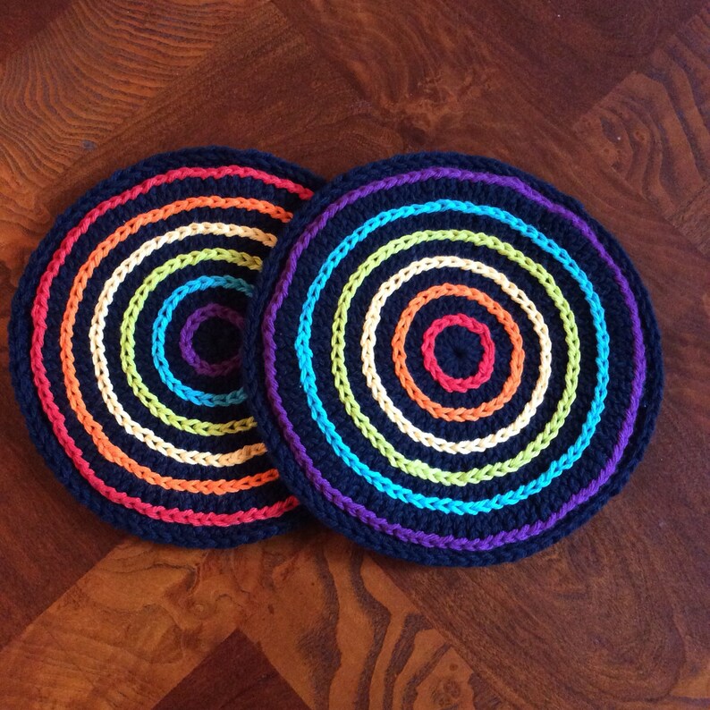 Rainbow Hot Pads Crochet Hot Pads Crochet Rainbow Circle Round Hot Pads ...