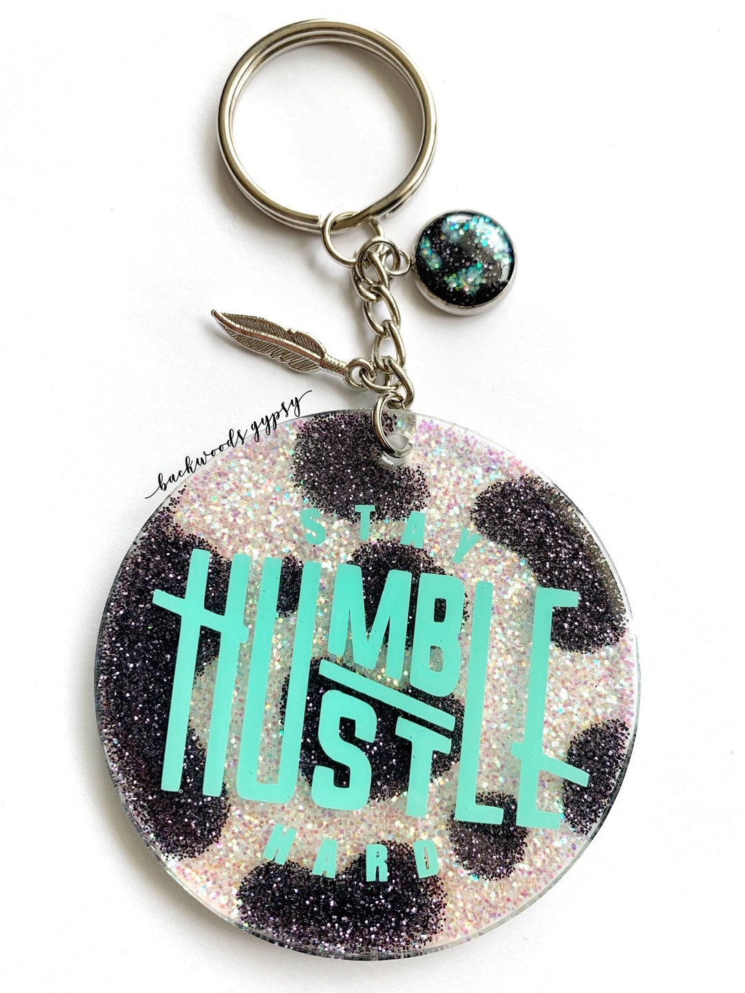 Stay Humble Hustle Hard; Cow Print; Keychain - Etsy