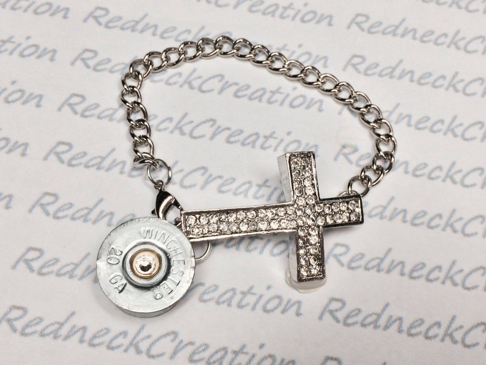 Cross Rhinestone With Shotgun Shell Charm Bracelet - Etsy