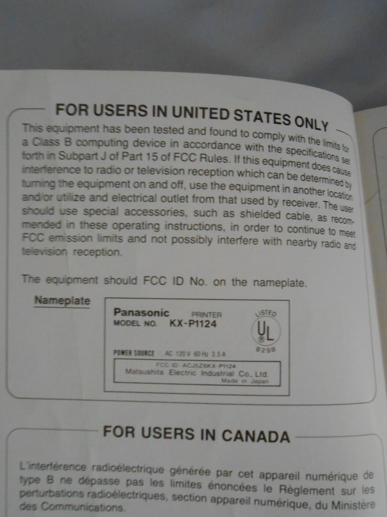 Panasonic KX-P1124 Dot Matrix Printer Manual - Etsy
