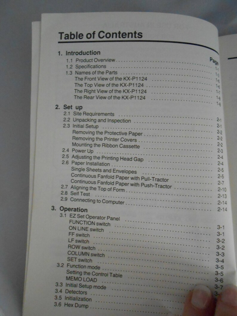 Panasonic KX-P1124 Dot Matrix Printer Manual - Etsy