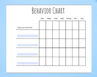 Printable Behavior Chart, Blank, Digital Download - Etsy