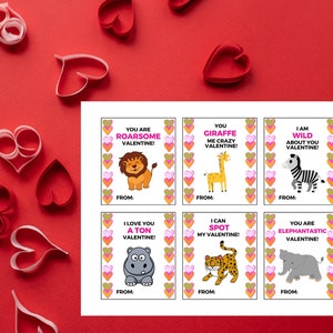 Printable Kids Valentine's Cards, Savannah Animals, Safari Animals - Etsy