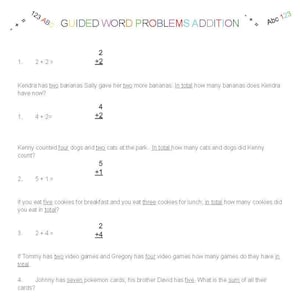 Printable Math Word Problems, Digital Download - Etsy