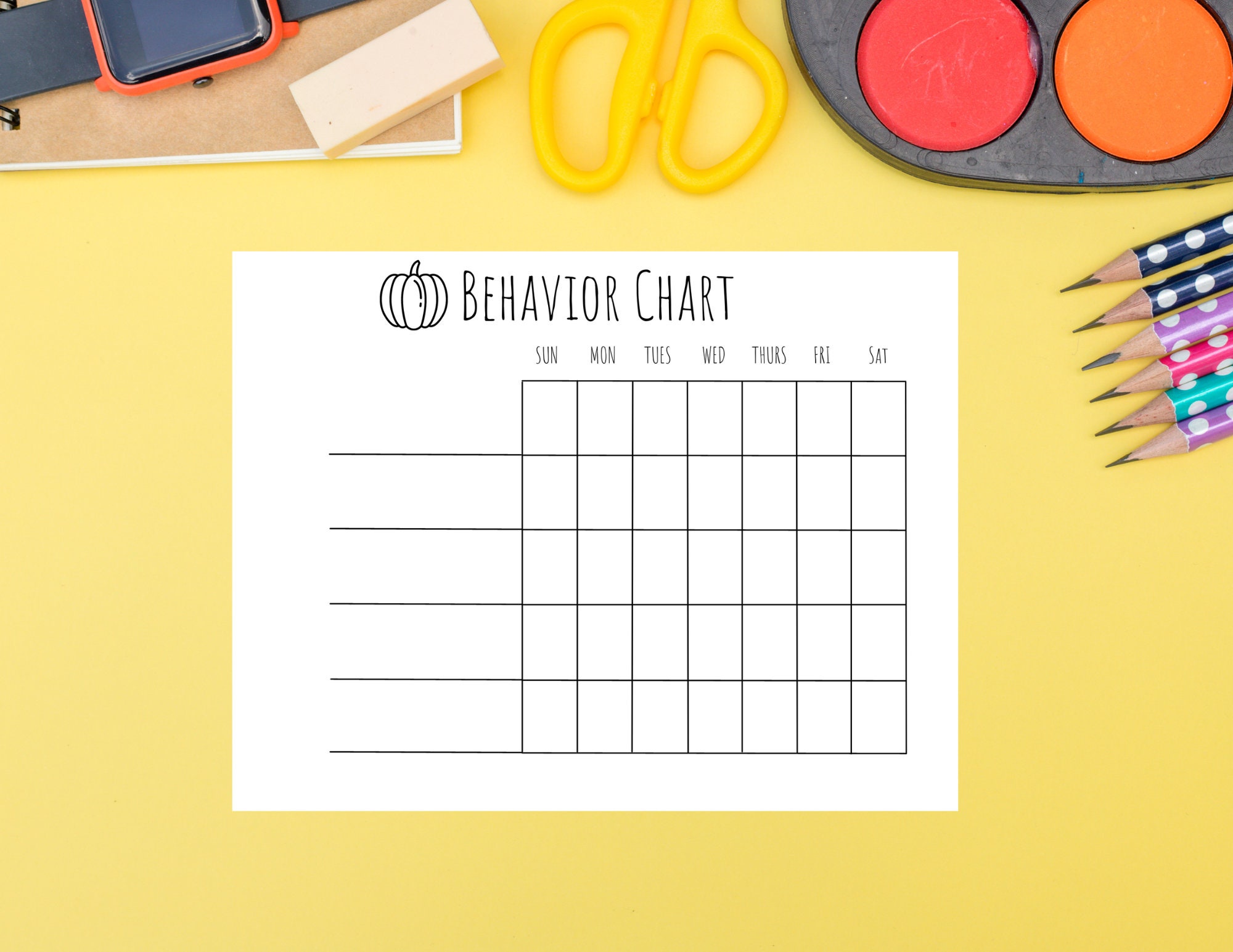 Fall Behavior Chart, Printable, Blank, Digital Download - Etsy